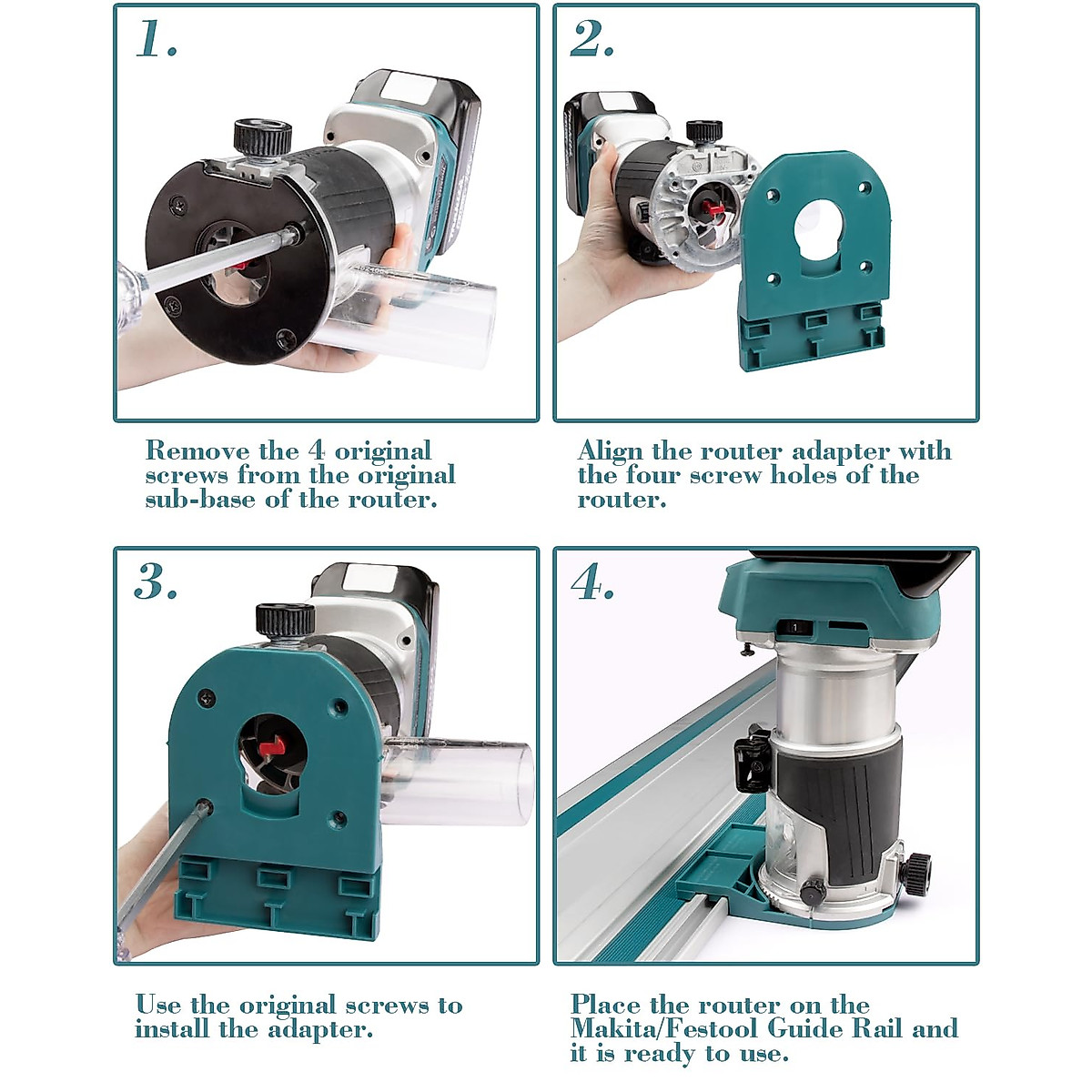 Track Saw Guide Rail Adapter for Makita/Festool Compatible with Router for Makita 18V RT0701C XTR01Z