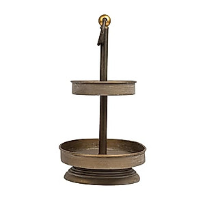 Creative Co-Op Decorative Metal Oval Two Tier Tray with Rustic Antique Copper Finish
