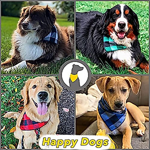 Odi Style Dog Bandana 4 Pack - Dog Bandanas Boy, Girl, Premium Durable Soft Lightweight Fabric, Buffalo Plaid Scarf for Medium and Large Dogs Pets, Black and White, Red, Green, Blue, Large