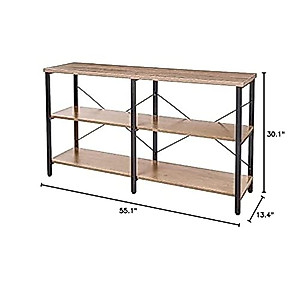 Coral Flower Washed Oak Square Side Shelf for Living Room, Wood and Metal Nightstand，End Table with Storage, Light oak