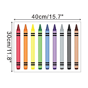 CozyDecor Crayon Decorations Wall Decals DIY Stickers for Kids Preschool Classroom Playroom 12 inch Long