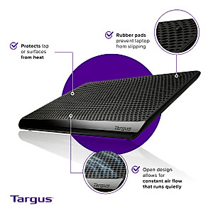 Targus 16 inch Dual Fan Lap Chill Mat - Laptop Cooling Pad, Heat Protection Laptop Cooler, Dual-fan Heat Dispersion, USB-A Connection Laptop Fan (PA248U5) Black