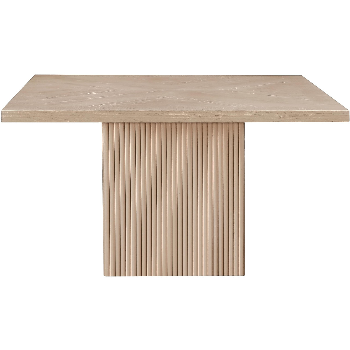 Meridian Furniture 729Oak-T Belinda Collection Mid-Century Modern Dining Table, Solid Wood Base, Natural Finish Oak Wood Veneer MDF Top, Square Top, Fluted Base, 54" W x 54" D x 31" H, Oak