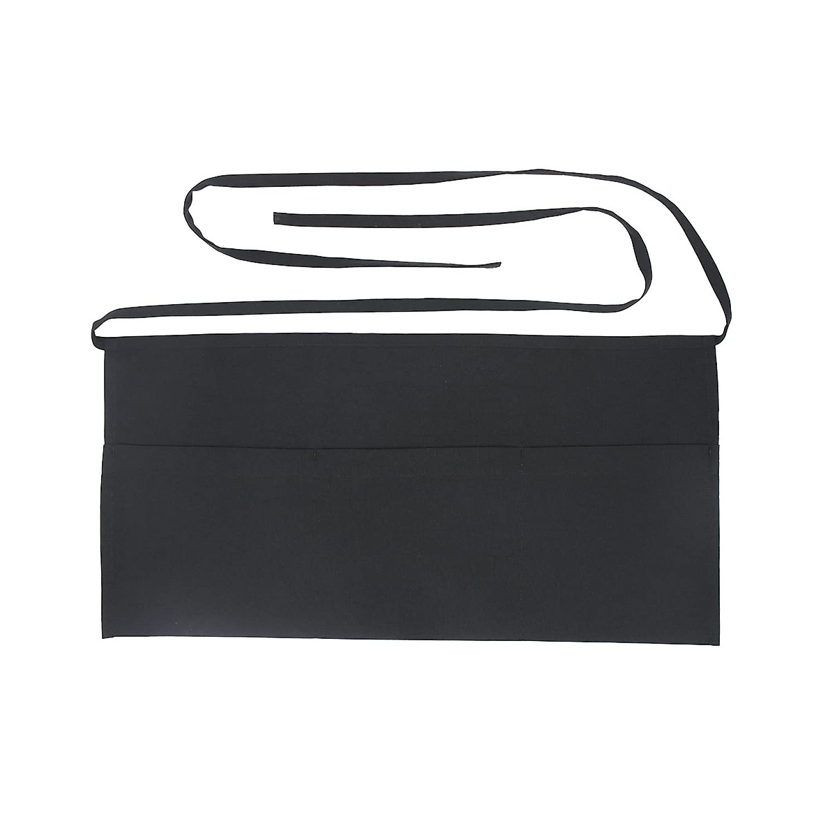 SEW UR LIFE Resist Water 3 Big Pockets Black Waist Server Apron Kitchen Restaurant Bistro Cafe Bar Pub Bakery Unisex Half Aprons for Chef, Baker, Servers, Waitress, Waiter（Thin Straps