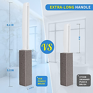Toilet Pumice Stone Cleaning with Handle Extra Long, Pumice Stone Toilet Bowl Cleaner Brush, Remove Stains, Hard Water Ring/Limescale/Rust/Iron