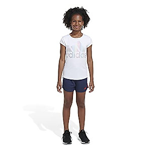 adidas Girls' Big AEROREADY 3-Stripe Pacer Mesh Short, Collegiate Navy, L (14)