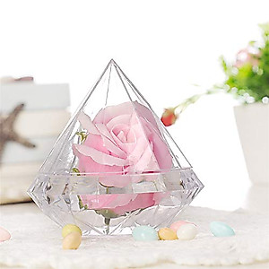 Warmtree 12 Pcs Diamond Candy Boxes Plastic Wedding Favor Boxes Clear Jars Candy Storage Boxes Gift Boxes for Wedding Baby Shower Christmas Birthday Party Decorating Ornament Container (Diamond)