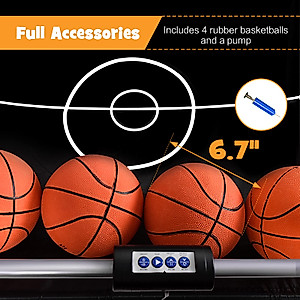Goplus Foldable Dual Shot Basketball Arcade Game, Basketball Hoop Game w/Electronic Scoring, 8 Game Modes, 4 Balls, Indoor Outdoor Electronic Basketball Game Machine for Kids Adults (Black)