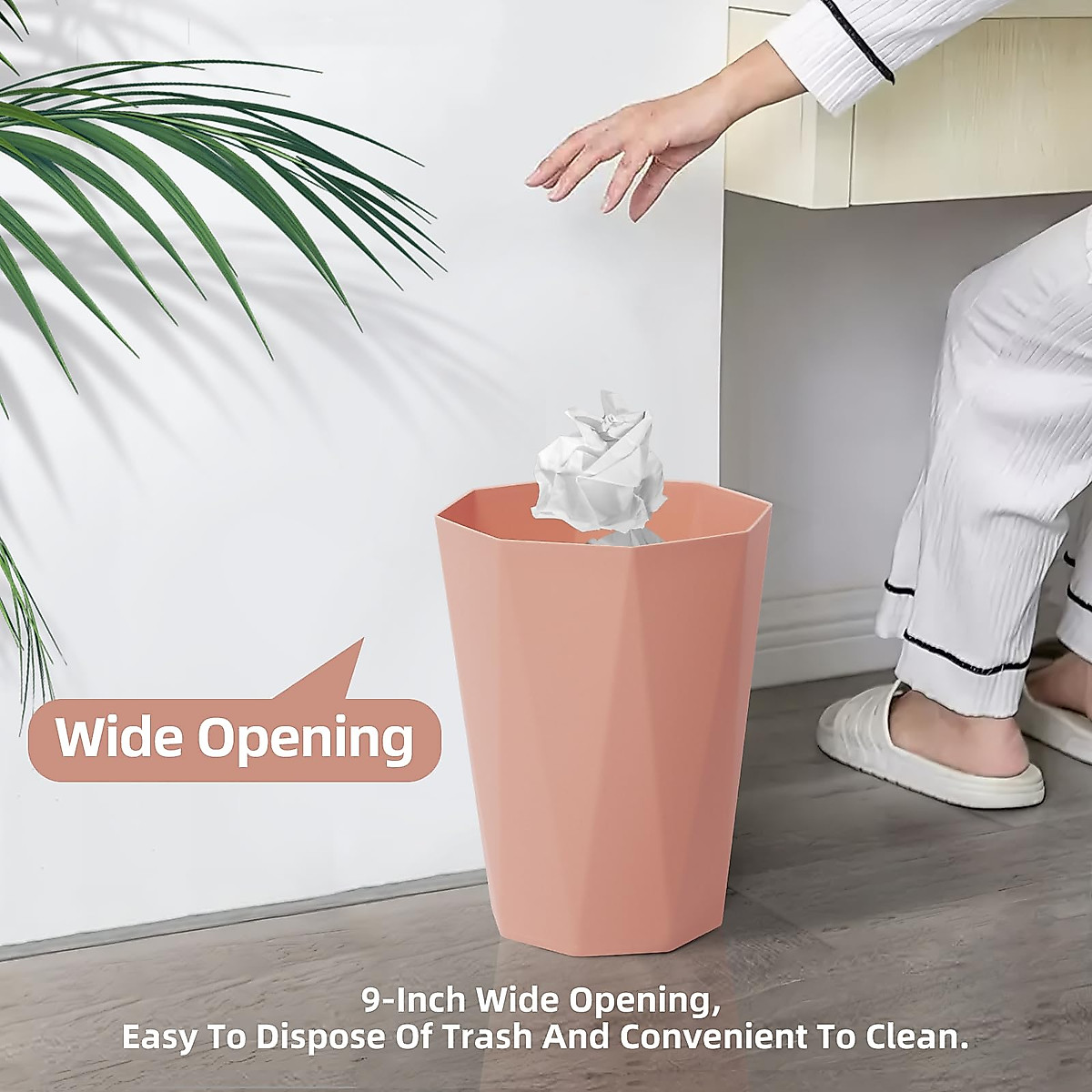 8 Pack Small Trash Can 2.6 Gallon Colorful Trash Can Wide Open Top - Diamond Shape - Thickened Trash Cans for Bedroom, Kids Trash Can Plastic Trash Bin for Bathrooms, Bedroom, Offices, 5 Colors