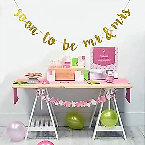 YaFeiDa Soon to Be Mr&Mrs Banner Future Mr & Mrs Banner for Engagement Bridal Shower Bride and Groom Party Decorations Pre-Strung Sign (Gold),SKA-NB018