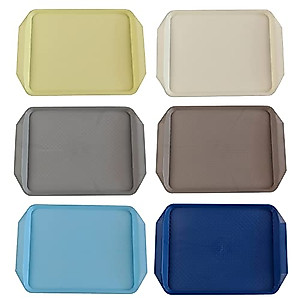 Pekky Plastic Fast Food Trays for Eating, Rectangle Serving Tray with Handle, 16.7" x 11.8", Set of 6
