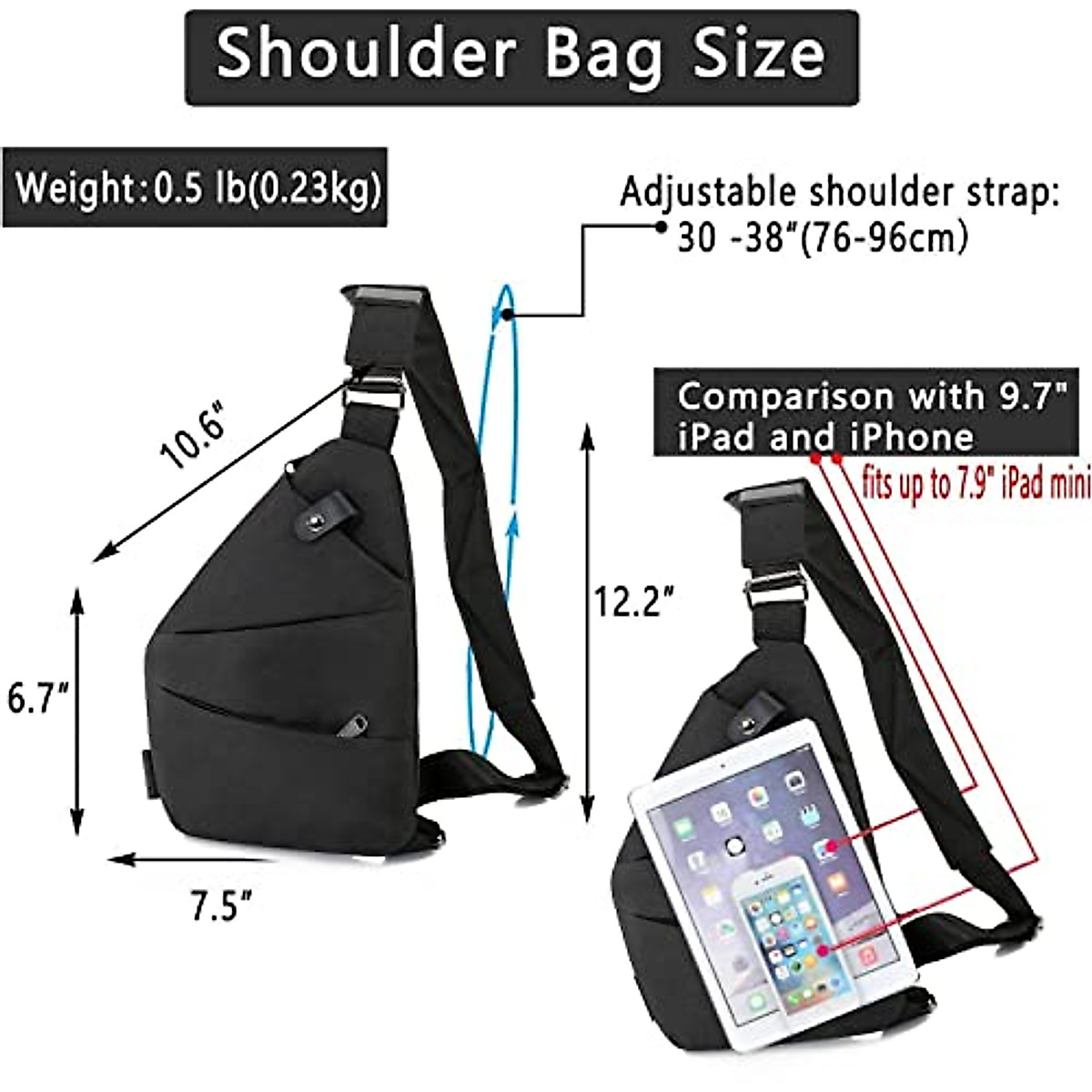 ComShion Shoulder Backpack, Anti-Theft Waterproof Small Sling Bag for Men/Women Chest Backpack,Right-Handed Shoulder Bag for Walking Biking Travel