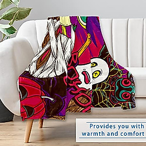 Halloween Horror Monsters Seamless Pattern Prints Soft Warm Cozy Blanket Throw for Bed Couch Sofa Picnic Camping Beach, 150×100cm