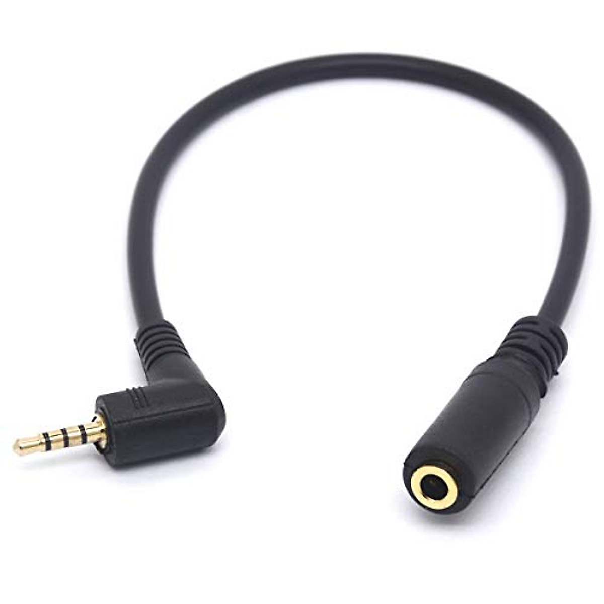PIIHUSW Angled 2.5mm Male to 3.5mm Female Audio Cable Headphone Adapter, 4 Pole 2.5 to 3.5 Stereo Earphone Headset Converter