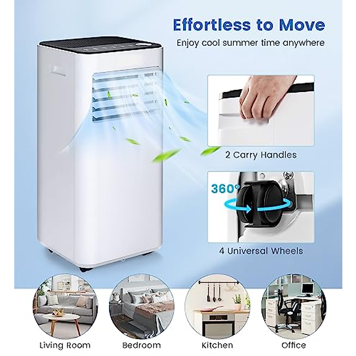 Portable Air Conditioners, SIMOE 10000BTU Portable AC Unit with Dehumidifier & Fan Mode, Rooms up to 350 sq.ft, with Remote Control & 24Hrs Timer, Installation Kit Included, for Home Garage