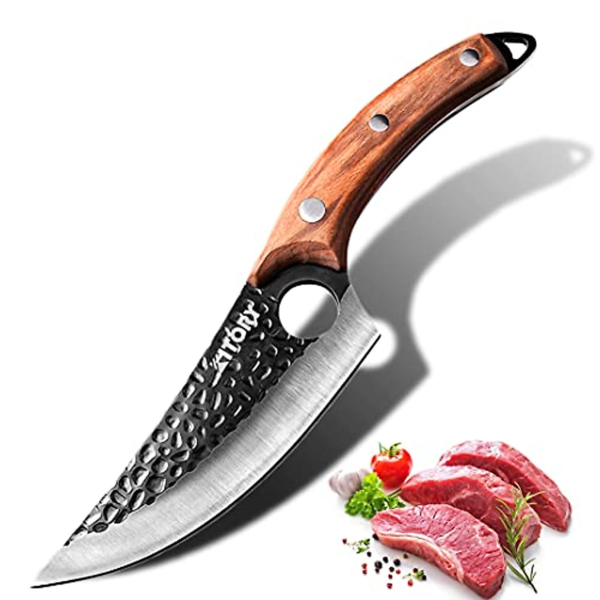 Kitory Meat Cleaver 6", Viking Knife Butcher Boning Knife Forged Fishing Fillet & Bait Knives, Full Tang Multipurpose Man Sharp Kitchen Chef Knife for Home, BBQ, Camping, Outdoor, Deboning, Survival