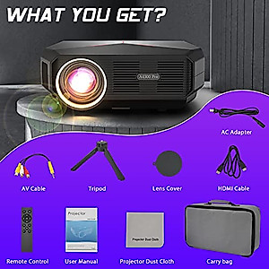 Projector with WiFi and Bluetooth, 5G WiFi Native 1080P Projector, Portable 200'' Movie Projector, Supports 4K & Zoom, Compatible w/ HDMI/USB/PC/TV Box/iOS & Android Phone