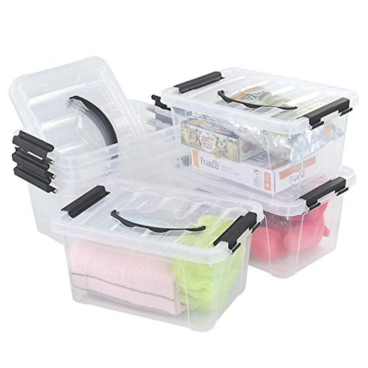 CadineUS Clear Storage Boxes, Latching Storage Bins with Lids Set of 6