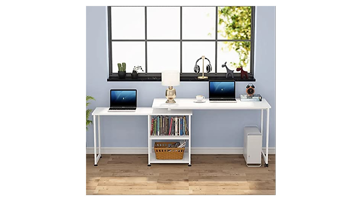 TRIBESIGNS 55" Rotating L-Shaped Office Desk