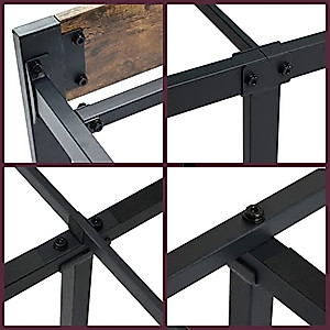 Bilily Queen Bed Frame with Wooden Headboard and Footboard, Metal Platform Bed Frame with Strong Steel Slat Support, Mattress Foundation/No Box Spring Needed/Non-Slip/Noise Free