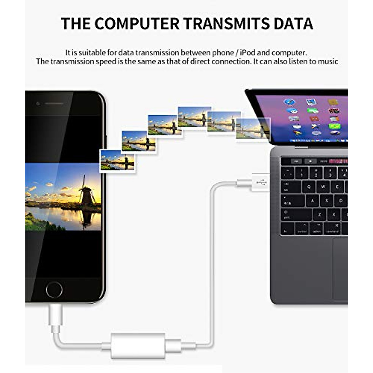 Headphone Adapter Lightning to Audio Jack and Charger Extender Earphone Charging Splitter Compatible with iPhone 11 12Mini pro max xs xr x se2 7 8plus for ipad air Cable Converter Apple MFI Certified