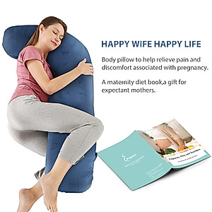 BATTOP Pregnancy Pillows for Sleeping,Body Maternity Pillow with Cooling Washable Cover,Support for Back,HIPS,Legs,Belly for Pregnant Women,New Mom Gifts for Women (Dark Blue)