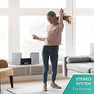 Philco Stereo Shelf Systems Tray Loading CD Player with Digital FM Radio, Bluetooth Streaming, Remote Control in Silver | LCD Display | 3.5mm Headphone Jack | MP3 & AUX Port Compatible | USB Input