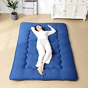 NeuType Futon Mattress Thicken Sleeping Mattress for Floor Folding Mattress for Adults,Kids,Tatami Mat,Camping Mattress,Road Trip, Kids Play Mat, Full Size,Navy