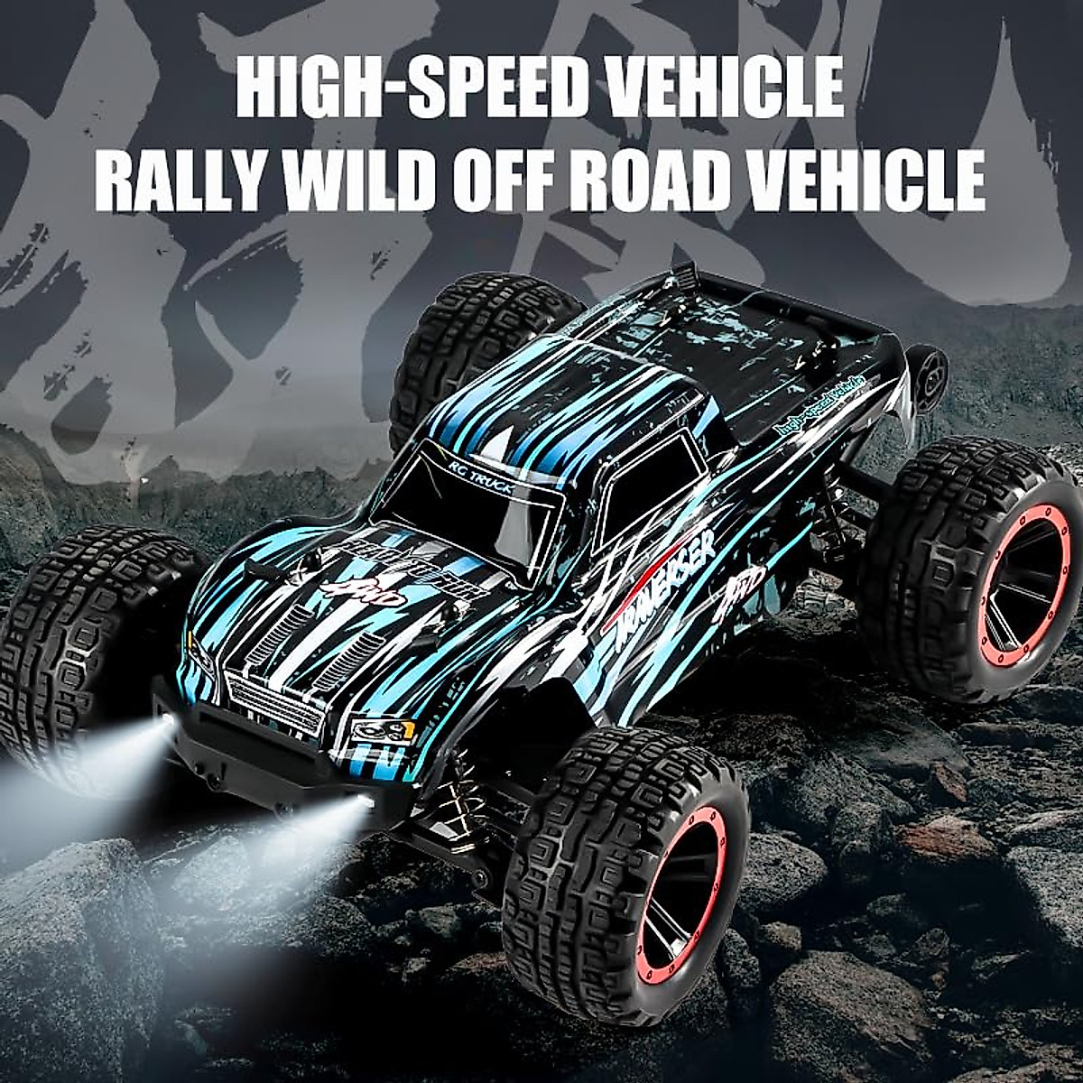 Double Delight Remote Control Car, 1:14 Scale RC Truck 38+ KM/H Speed, 2.4G All-Terrain Off-Road Truck Toy Gifts for Boys and Adults with 2 Rechargeable Batteries Provide 40+ Min Playtime (Blue)