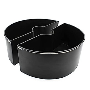 AuldHome Umbrella Planter for Patio Table with Umbrella Hole, Enamelware Half-Circle Planter Pots