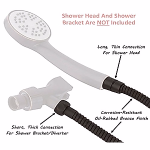 Universal 60 Inch Flexible Shower Hose - Extra Long, Stainless Steel, Double-Buckle For Handheld Showerhead - Oil-Rubbed Bronze