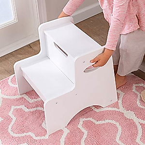 KidKraft Wooden Two-Step Children's Stool with Handles - White, Gift for Ages 3-8