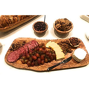 12" Rustic Handmade Bark Edge Olive Wood Charcuterie Board by Orchard Hardwoods- For Cutting, Chopping, Serving. Wooden Slab- Unique Gift. In Sm 12", Med 16", Lg 20", XL 24".(Small 12x5-6x0.8 inch)