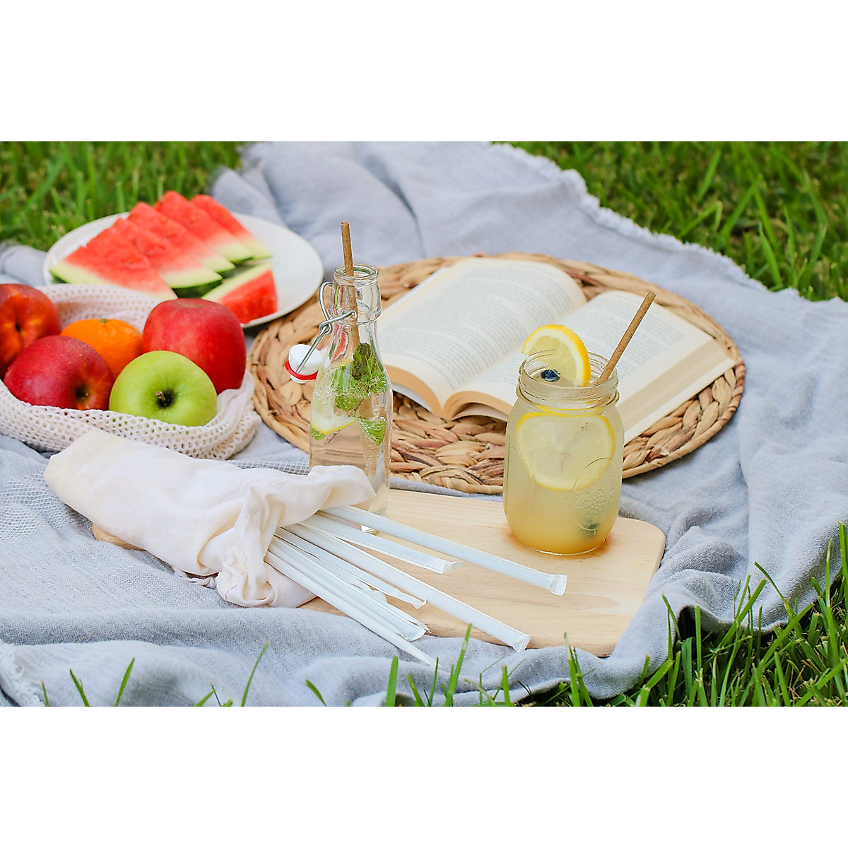 AGAVE FIBER STRAWS - 500ct Individually Wrapped Biodegradable 8.2" Straws by Ecoware. Plant Based, Eco-friendly, 100% Recyclable, Alternative to Paper & Plastic Straws