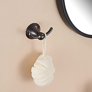 WOLIBEER Bronze Towel Hooks,Bathroom Coat Hook Oil Rubbed Bronze,Farmhouse Robe Wall Hook Double Hanger Wall Mounted 2 Pack Bath Accessories