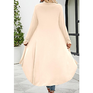 POGTMM Knit Cardigans for Women Lightweight Cover-up Long Sleeve Cardigan Sweaters (Beige, S)