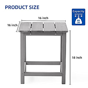 Outdoor Wooden Adirondack Patio Side Table, Cedar Wood Garden End Table, Coffee Table for Indoor or Outdoor