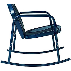 Crosley Furniture Griffith Retro Metal Outdoor Rocking Chairs, Set of 2, for Porch, Deck, Balcony, Backyard, Navy Gloss