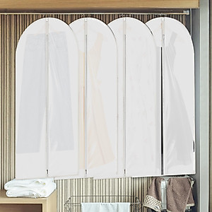 Garment Bag for Hanging Clothes, White PEVA Lightweight Breathable Garment Covers for Closet Storage, Suitable for Shirts, Jackets, Gowns Winter Long Coats, Dance Costume(24 x 47 Inches)