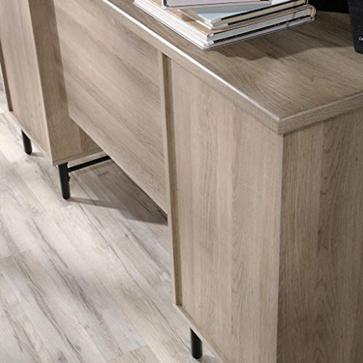 Sauder Anda Norr Executive Desk, L: 56.3" x W: 22.13" x H: 29.53", Sky Oak Finish