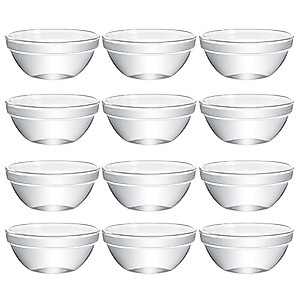 DOITOOL Set of 12 Glass Bowls, Mini Prep Bowls Stackable Glass Serving Bowls for Kitchen Prep, Dessert, Dips, Salad, Candy Dishes, 2.3 x 1.1 Inch