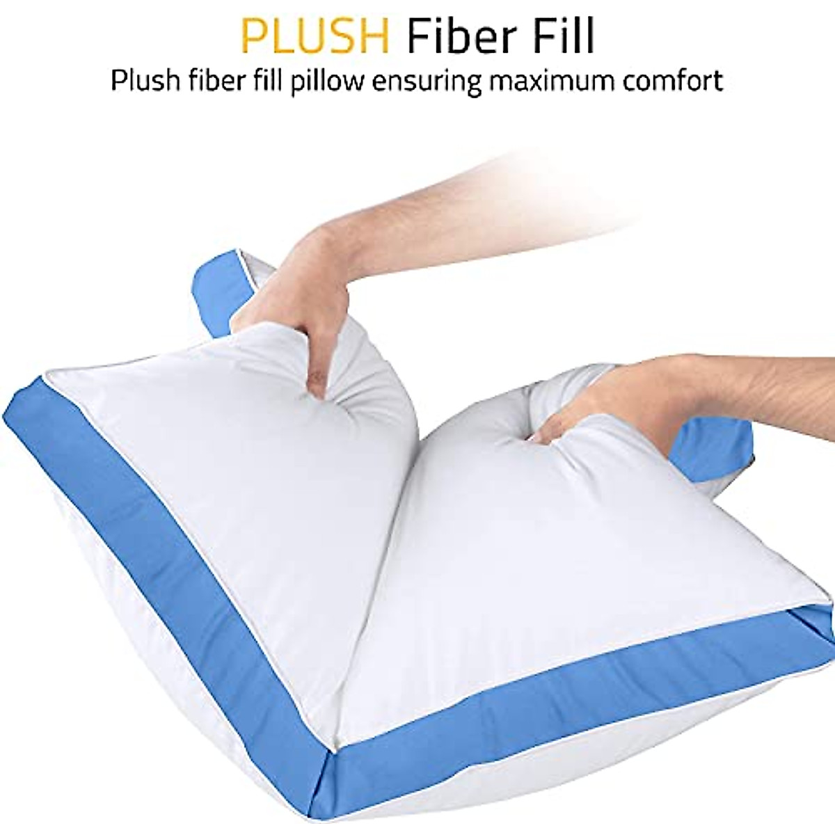 Utopia Bedding Bed Pillows for Sleeping Queen Size (Blue), Set of 2, Cooling Hotel Quality, Gusseted Pillow for Back, Stomach or Side Sleepers