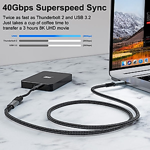 CABLEDECONN USB4 8K Cable 0.8M Thunderbolt 4 Compatible USB 4 Type-c Male to Female Extension Cable Ultra HD 8K@60Hz 100W Charging 40Gbps Data Transfer Compatible with External SSD eGPU