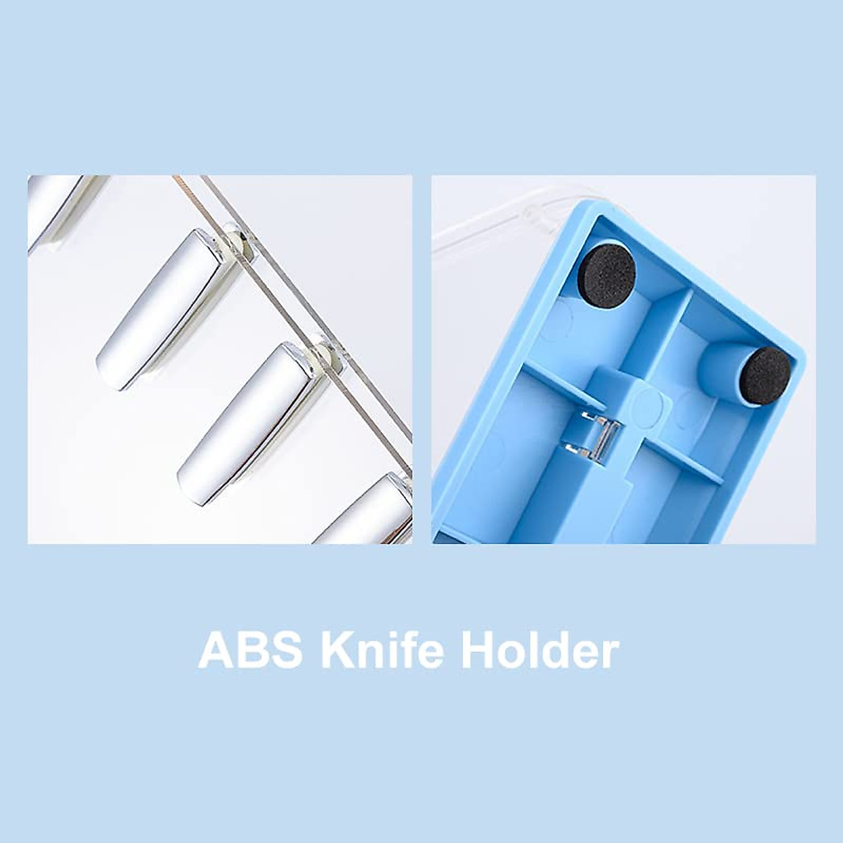 GRUB'S UP 6 Pieces Stainless Steel Blue Kitchen Knife Set, with PP Handle and ABS Knife Holder, Chef Knife/Bread Knife/Cleaver/Fruit Knife/Multi-Purpose Knife Set