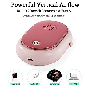 Portable Hanging Neck Fan Wearable Personal Fan Battery Operated USB Rechargeable 3 Speed Mini Handheld Air Conditioning Cooling Refrigeration Necklace Fan for Women Eyelash Camping Outdoor (pink)