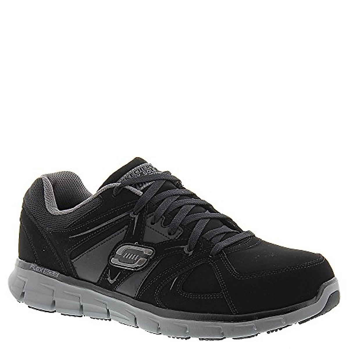 Skechers Men's Synergy Ekron Food Service Shoe, Black/Charcoal, 12 W US