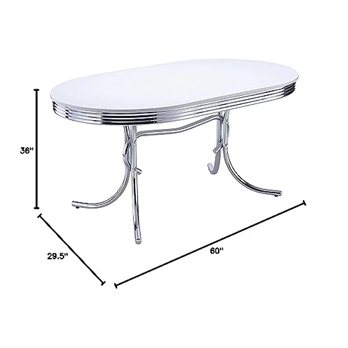 Coaster Retro Oval Dining Table White and Chrome