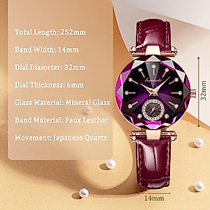 NN BEN NEVIS Watch, Watches for Women with Elegant Leather Strap, Fashion Analog Creative Diamond Dial Wrist Watch, Jewelry Gift for Wedding Anniversary Birthday