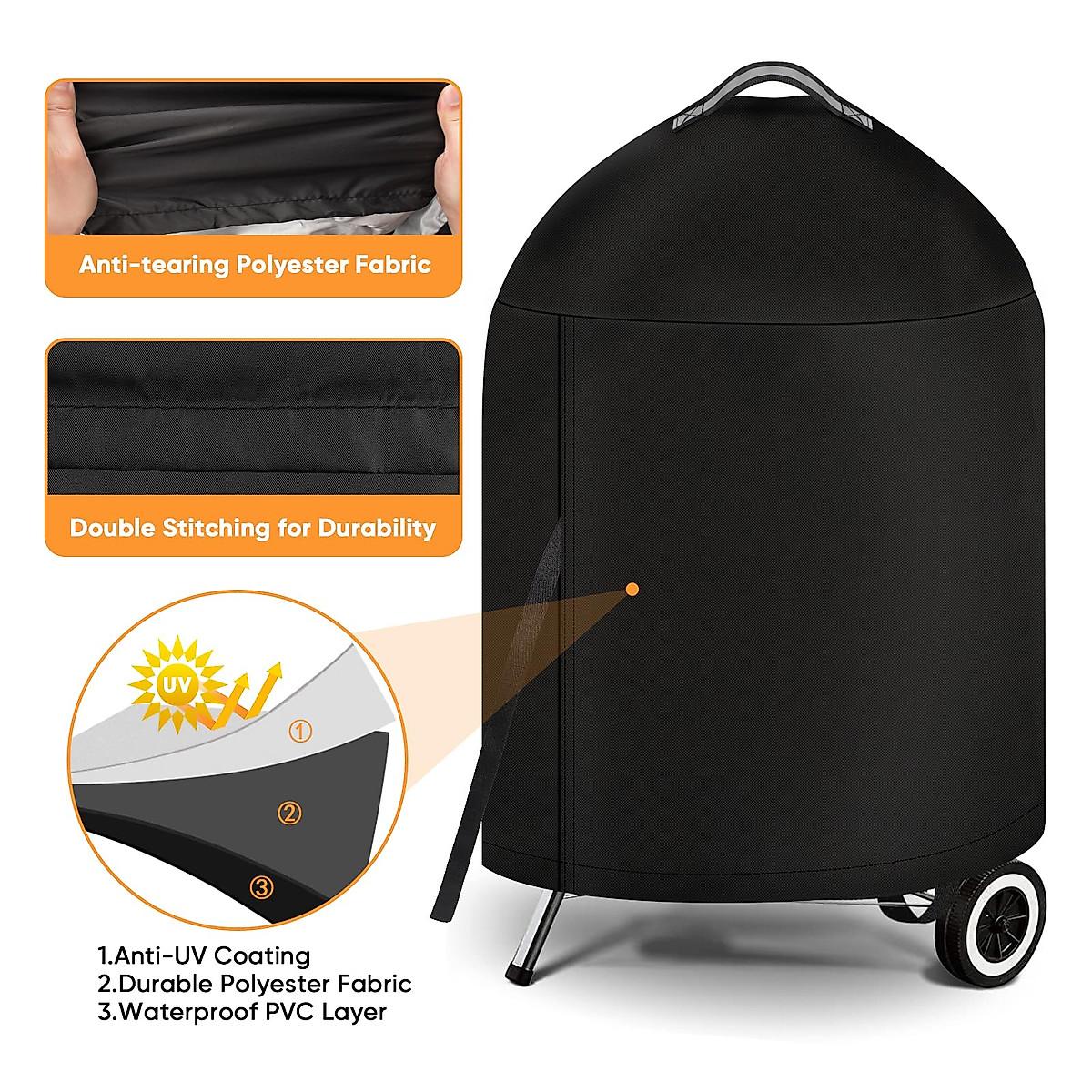 iCOVER Grill Cover for Weber 22 Inch Charcoal Kettle- Heavy Duty Waterproof BBQ Covers for Griddle Char-Broil 22 Inch Grills