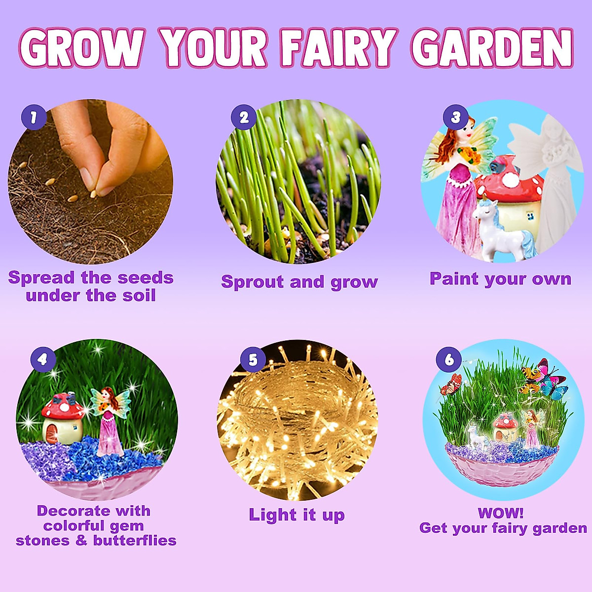 Catcrafter Fairy Garden Kit for Kids | Light Up Fairy Unicorn Terrarium Kit | Science STEM Toys Presents | Unicorn Arts and Crafts Stuff for Little Girls Age 4 5 6 7 8-12 Year Old Girl Gift